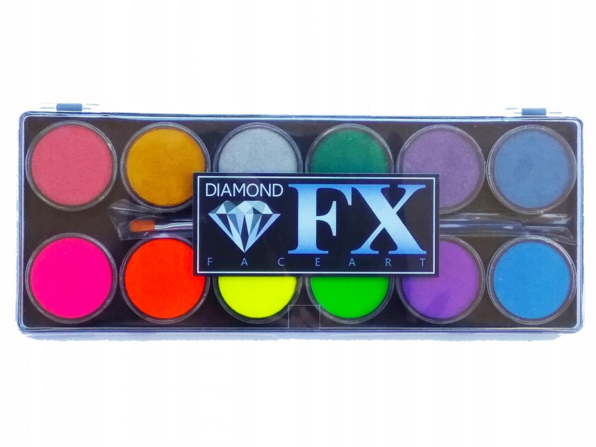 Paleta farb do malowania twarzy i ciała Diamond FX Neon + Metallic 12x10g > Diamond FX
